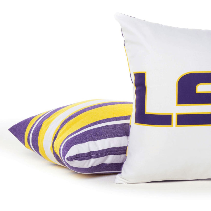 LSU Throw Pillow Cover | LSU Purple and Gold Striped Pillow – Campus ...