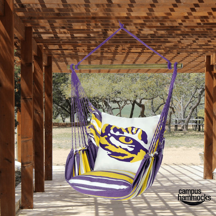 LSU Tigers Logo Hammock Chair Swing | LSU Outdoor Patio Furniture ...